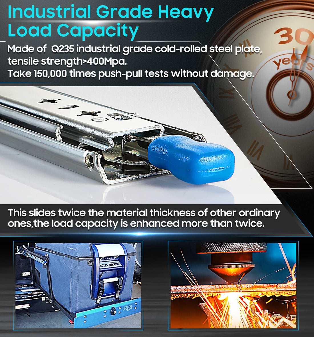40in Pair 1000 - 2000mm 150KG Capacity Heavy Duty Trailer Drawer Slide
