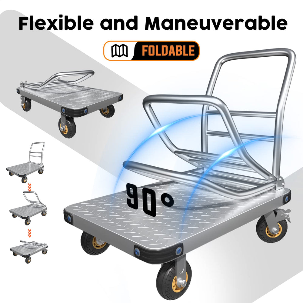 1000KG Capacity Heavy Duty Foldable Platform Truck Flatbed Push Cart S