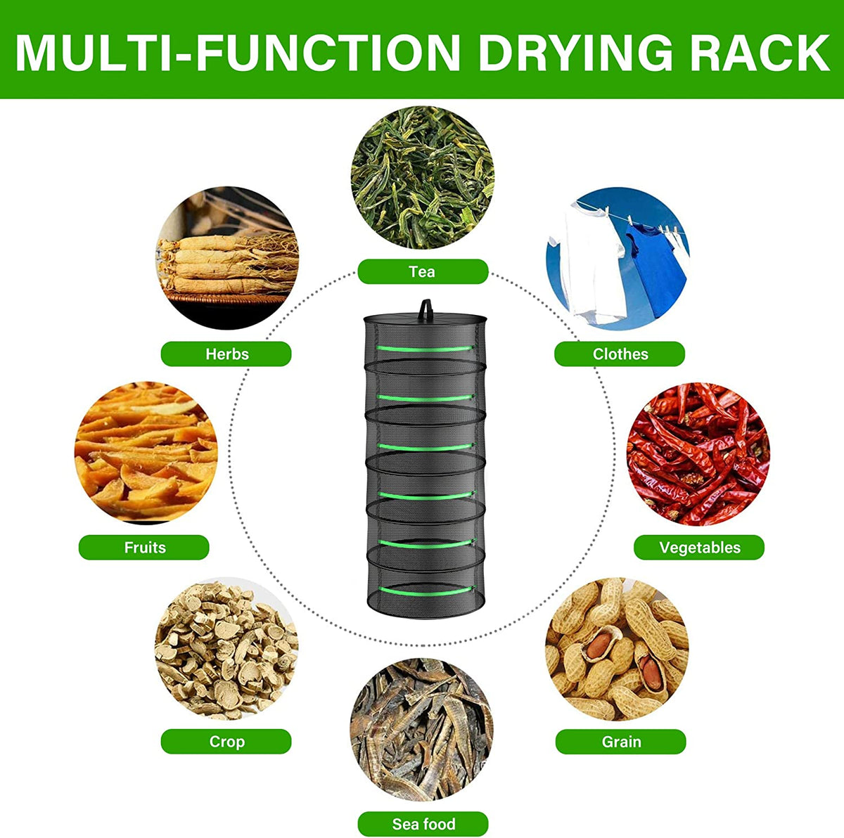 6-Layer 120cm Foldable Herb Vegetable Fruit Drying Dehydrating Rack Me