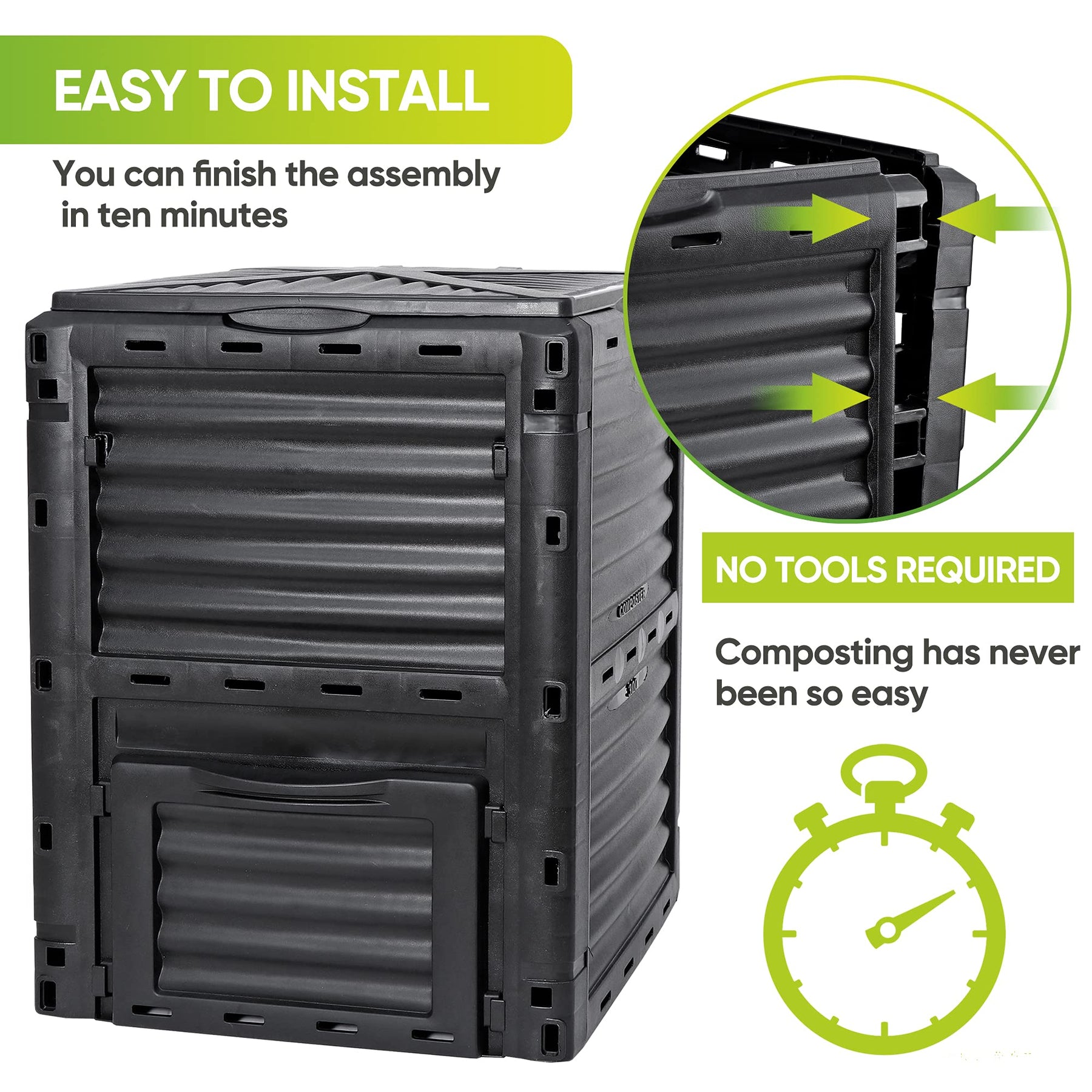 300L Large Garden Outdoor Compost Bin Composter BPA Free Compost Barre
