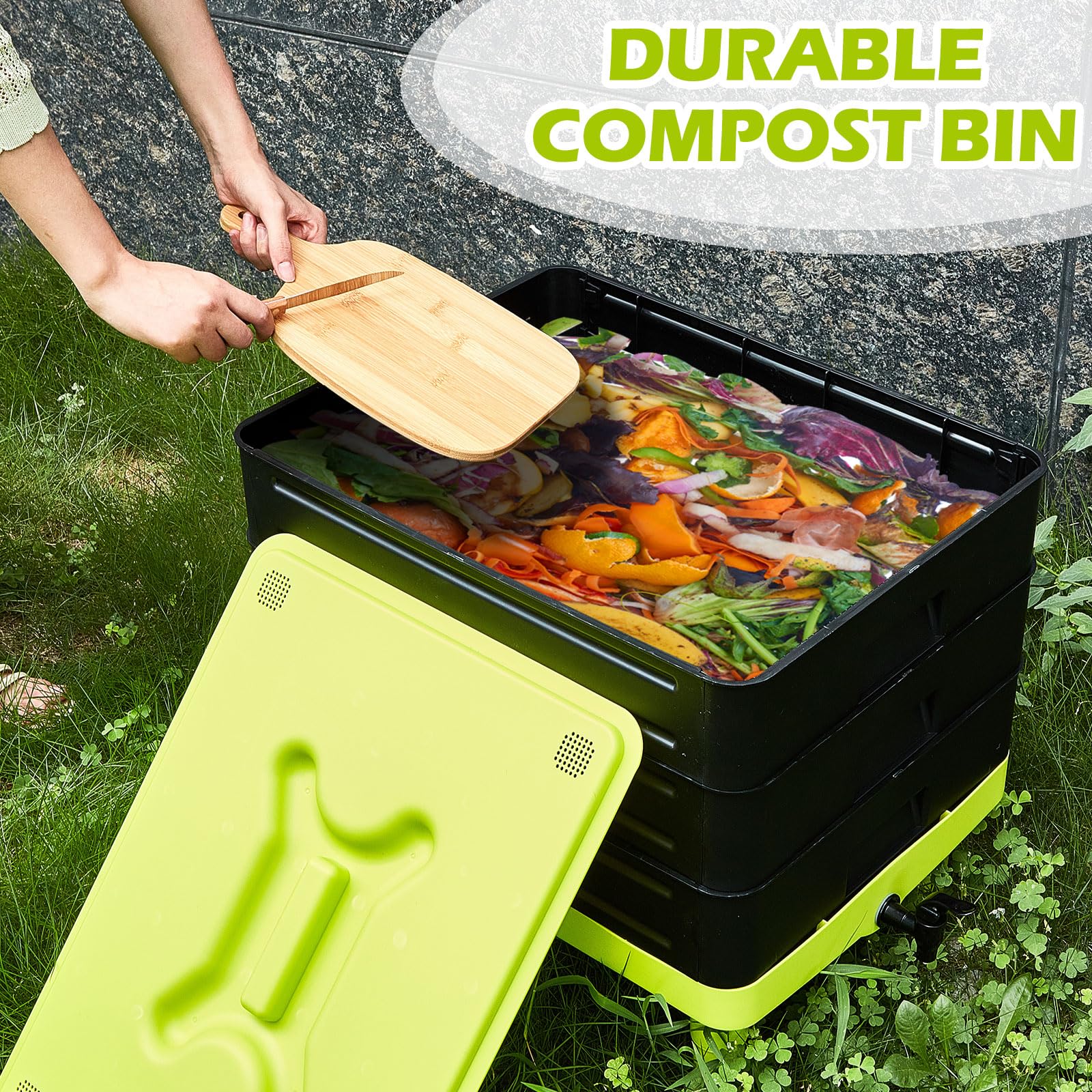 60L Large Worm Farm 3 Trays Worm Composter Bins Composting System Worm