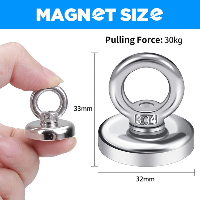 Heavy Duty Magnetic Hooks 30KG Countersunk Hole Eyebolt Kitchen, Offic