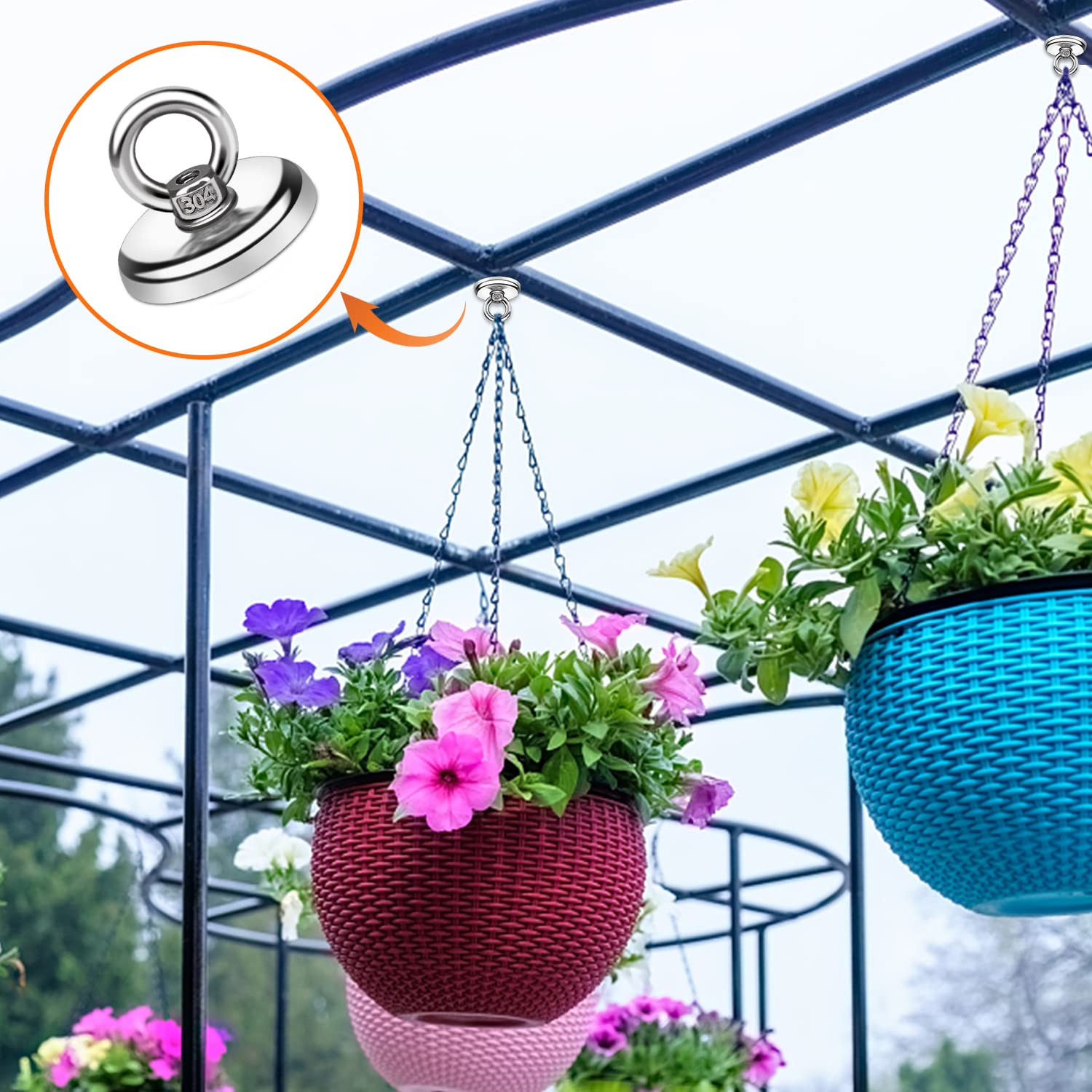 Heavy Duty Magnetic Hooks 30KG Countersunk Hole Eyebolt Kitchen, Offic