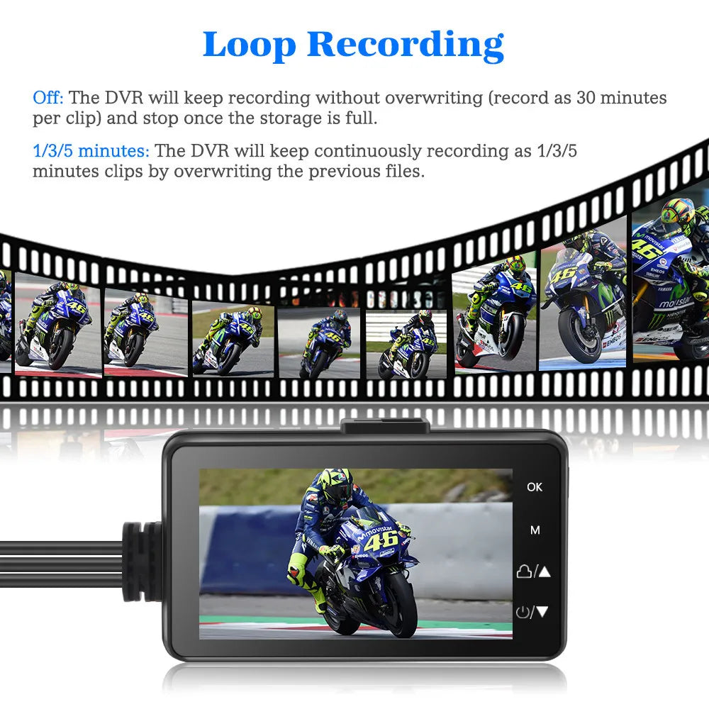 3inch LCD HD Dual Camera Motorcycle DVR Video Driving Recorder With 32