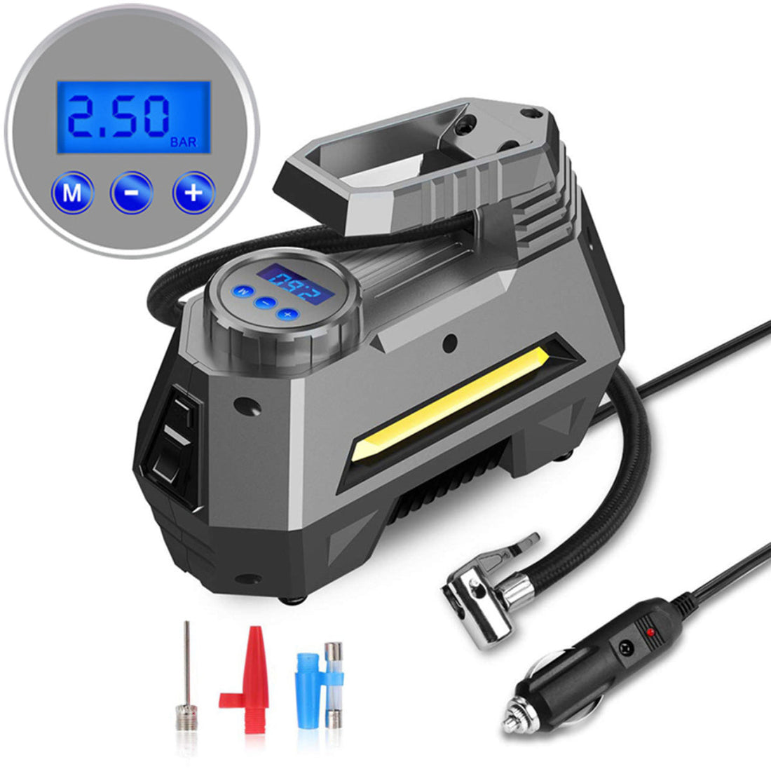Portable Digital Car Air Compressor Tire Inflator With Emergency Flash