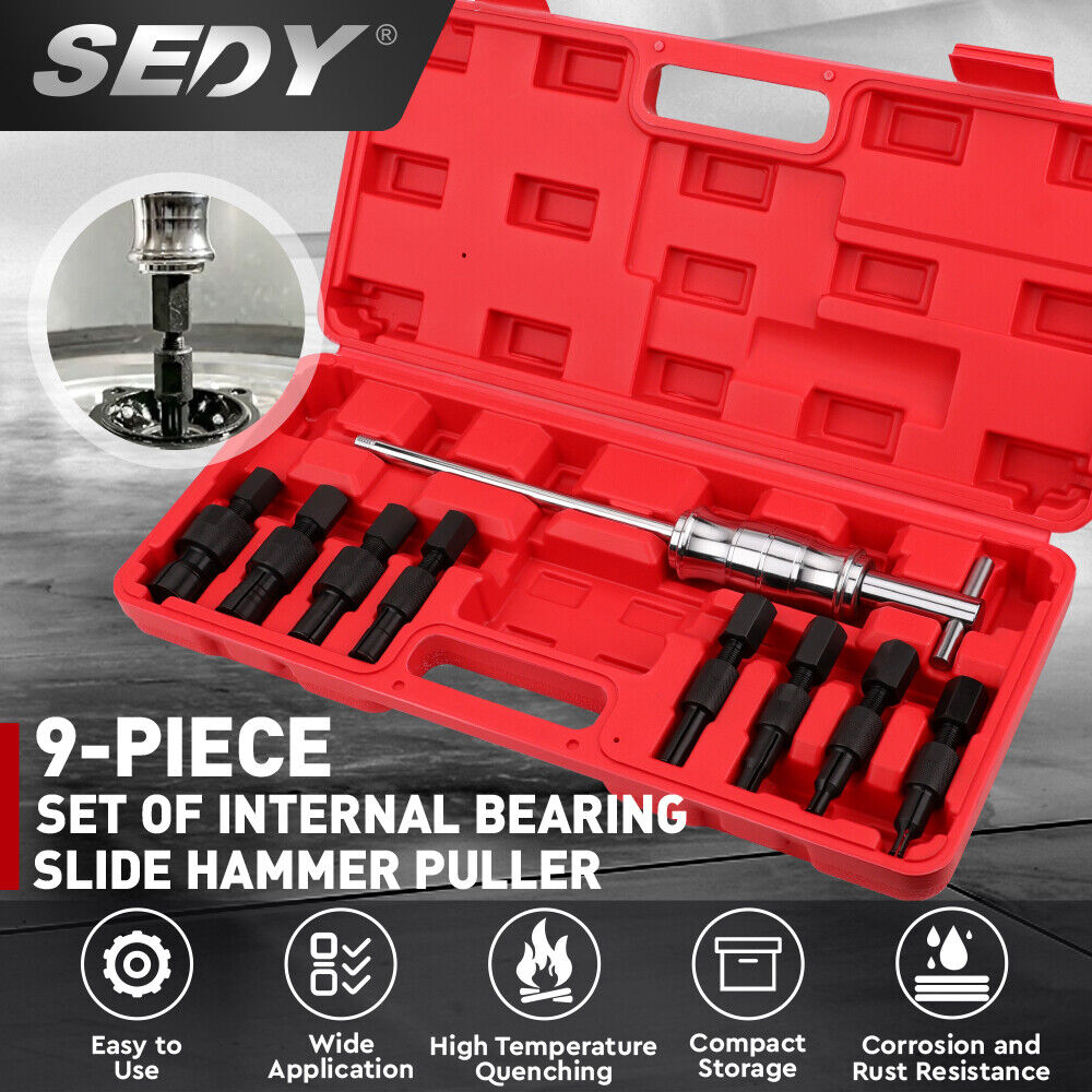 SEDY 9Pcs Inner Bearing Puller Set Slide Hammer Internal Blind Hole Re