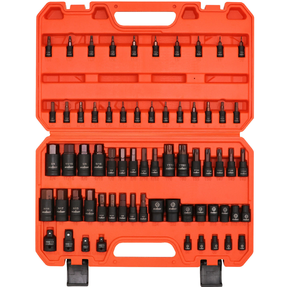 HORUSDY 66Pcs Torx Bit Socket Female External Socket Set Impact Adapte