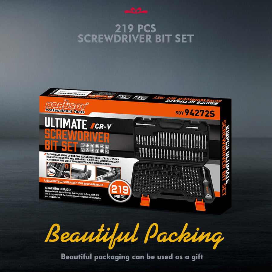 219-Piece Combination Security Bit Set Screw Driver Bit Tamper Proof T