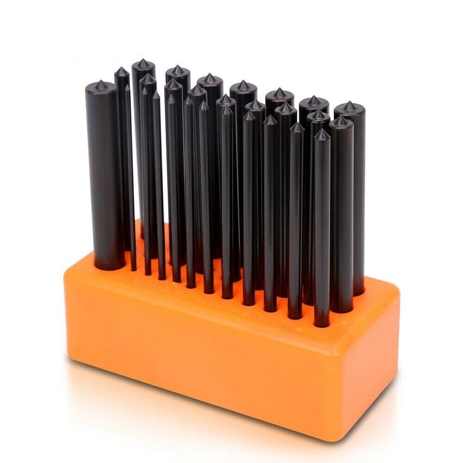 28x Center Transfer Punches Set Machinists Tool Punch Stand Heat Treat