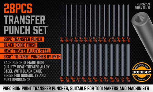 28x Center Transfer Punches Set Machinists Tool Punch Stand Heat Treat