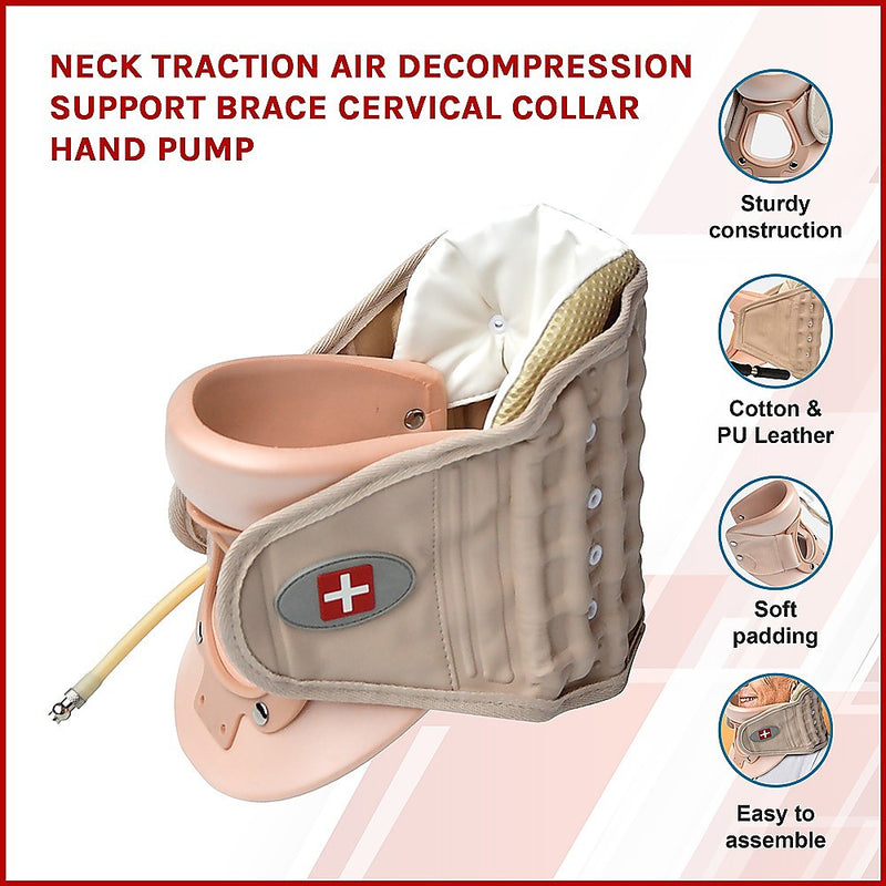 Neck Traction Air Decompression Support Brace Cervical Collar Hand Pum