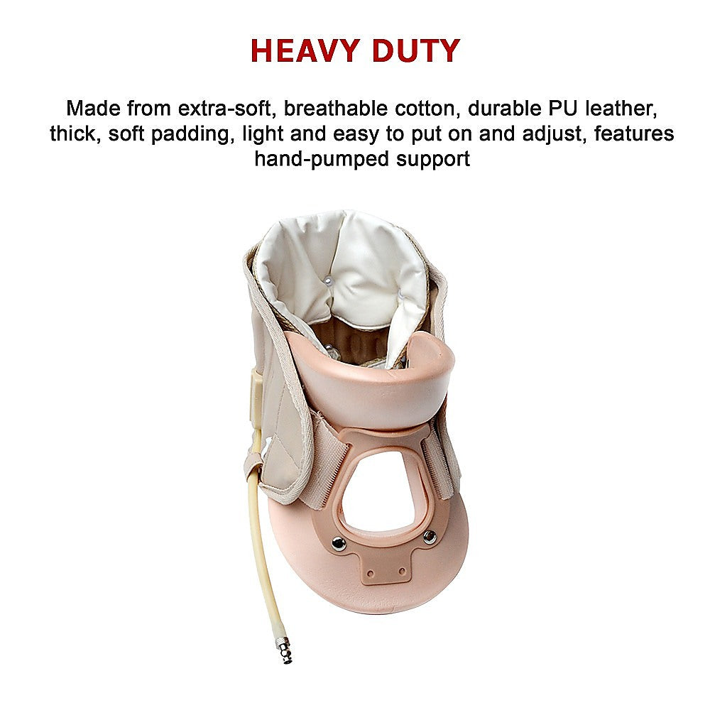 Neck Traction Air Decompression Support Brace Cervical Collar Hand Pum