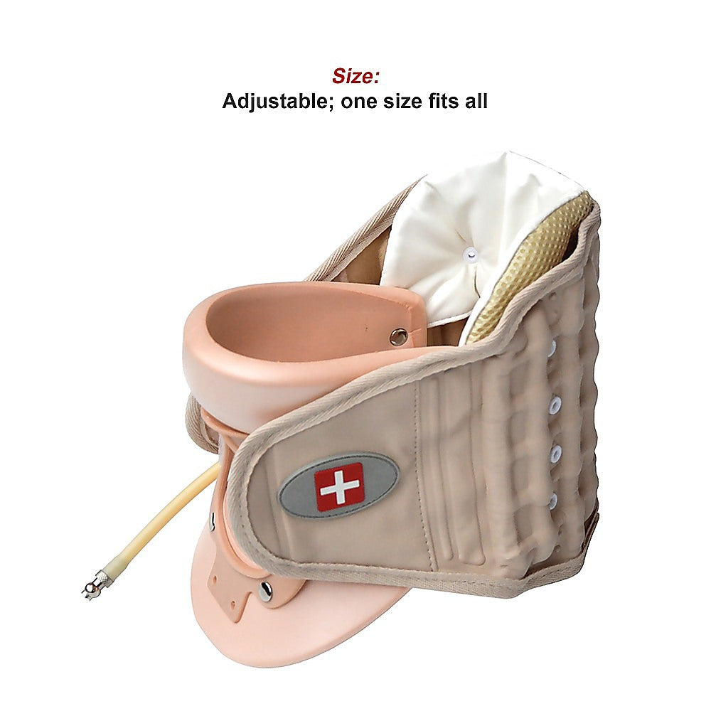 Neck Traction Air Decompression Support Brace Cervical Collar Hand Pum