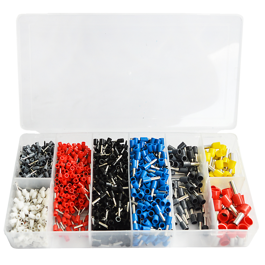 1200Pcs Bootlace Ferrule Crimper kit 0.25-10mm2 Cord End Ratchet Crimp
