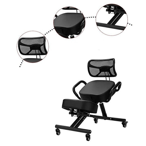 Ergonomic Kneeling Posture Chair with Backrest Adjustable Height and C