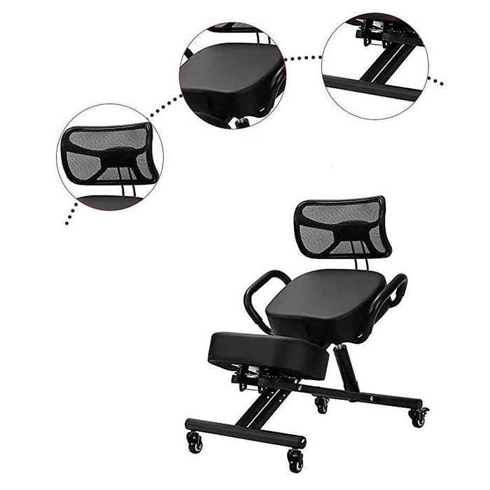 Ergonomic Kneeling Posture Chair with Backrest Adjustable Height and C