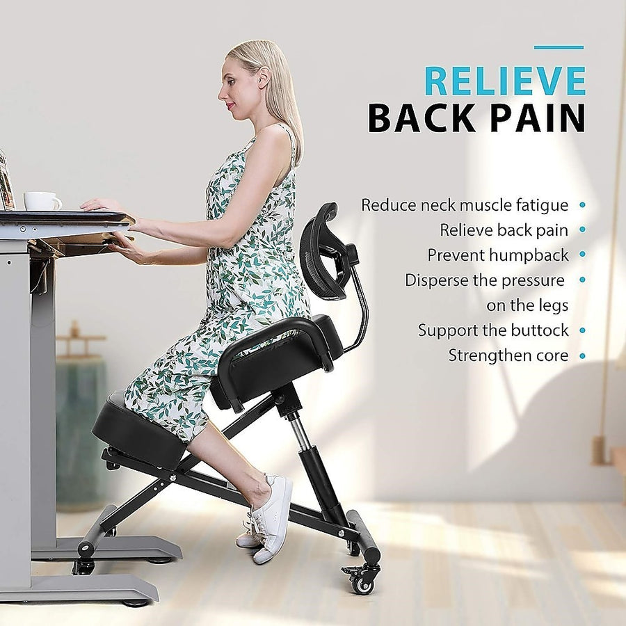 Ergonomic Kneeling Posture Chair with Backrest Adjustable Height and C