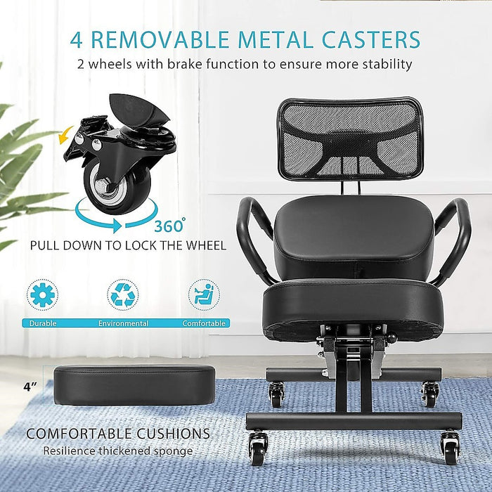 Ergonomic Kneeling Posture Chair with Backrest Adjustable Height and C