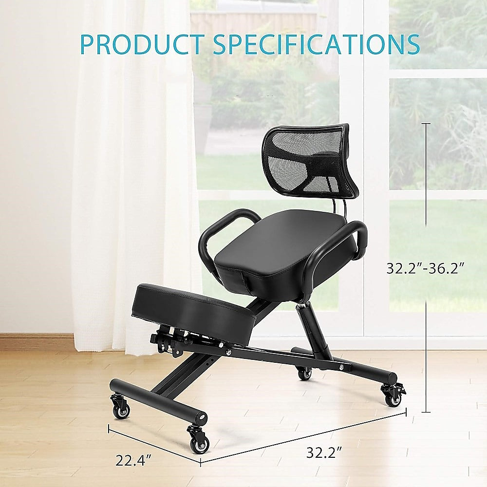 Ergonomic Kneeling Posture Chair with Backrest Adjustable Height and C