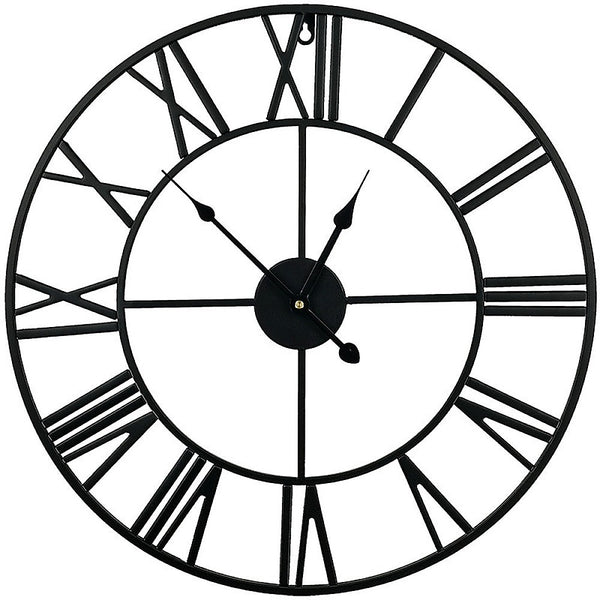 60cm Industrial Large Wall Clock, Round Metal Wall Clocks Roman Numera