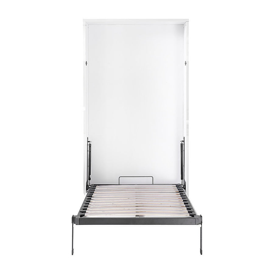 Single Wall Bed in White Gloss – Space Saving Murphy Bed Kit with Gold