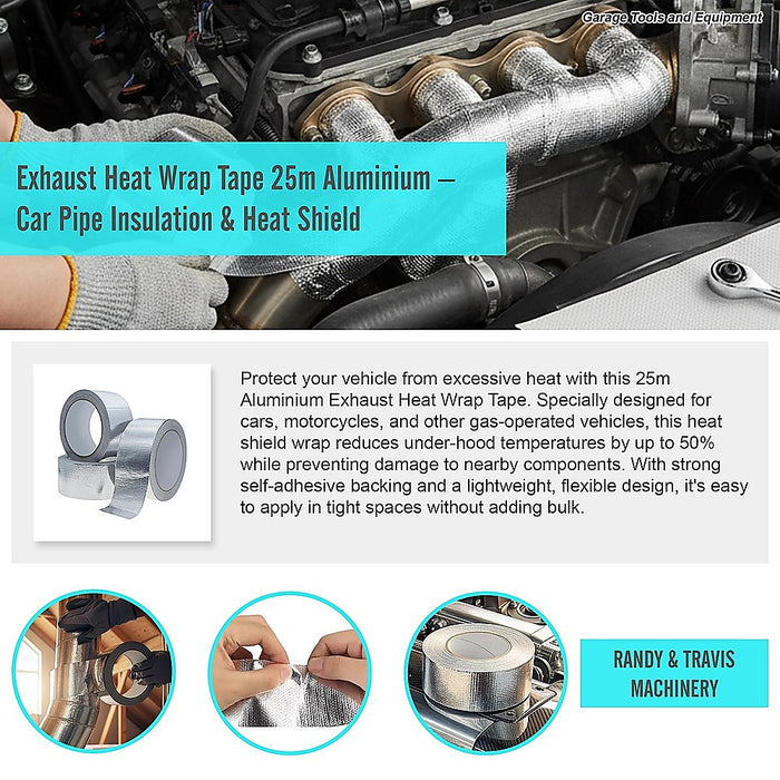 Exhaust Heat Wrap Tape 25m Aluminium – Car Pipe Insulation & Heat Shie