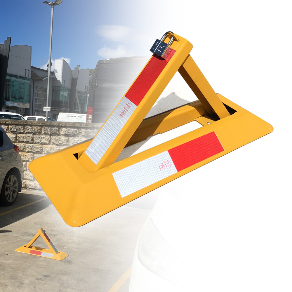 Triangle Lockable Parking Barrier Fold Down Vehicle Security Car Parki