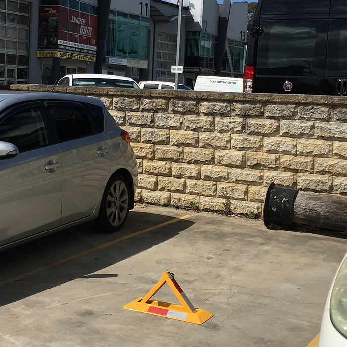 Triangle Lockable Parking Barrier Fold Down Vehicle Security Car Parki