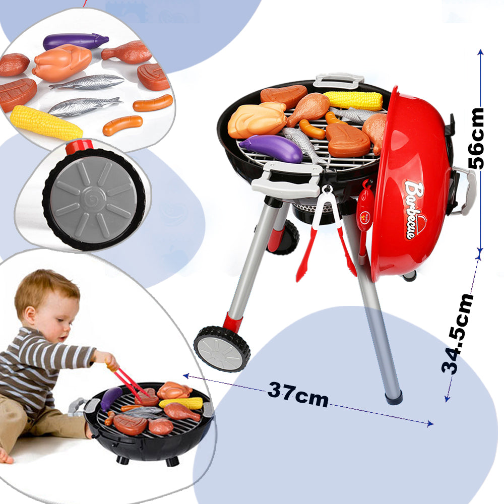 Kids BBQ Pretend Play Cooking Set Sausages Utensils Barbecue Grill Toy