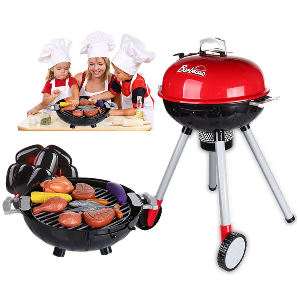 Kids BBQ Pretend Play Cooking Set Sausages Utensils Barbecue Grill Toy