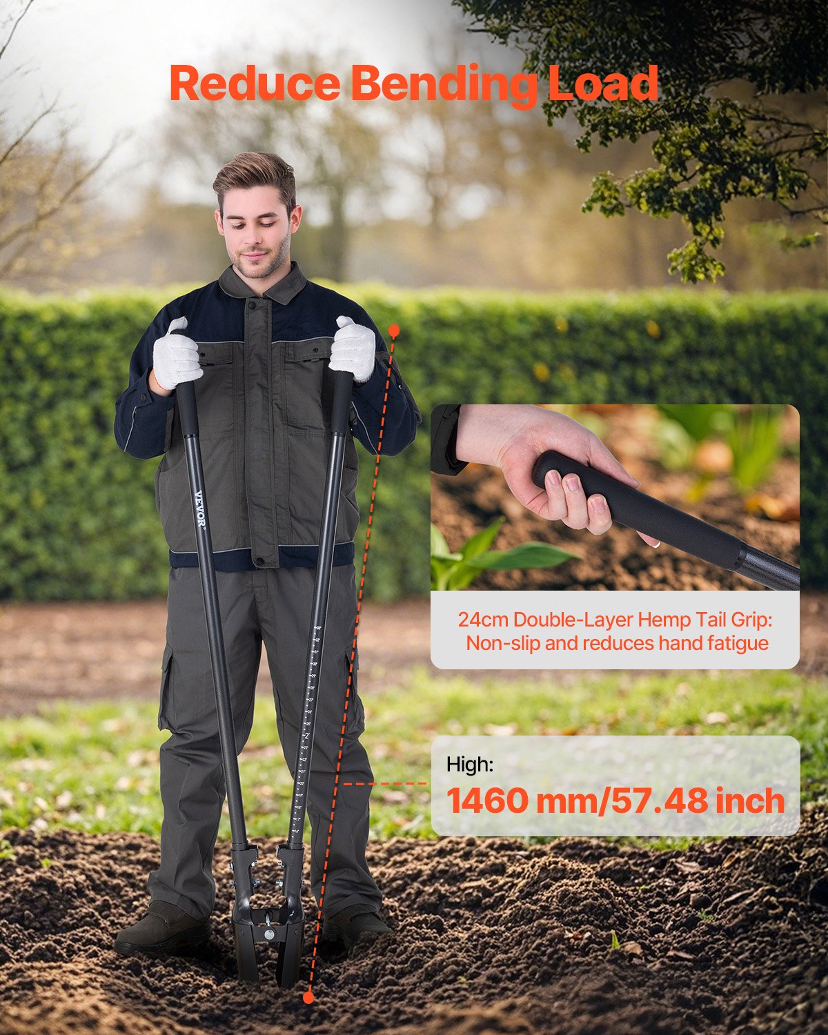 VEVOR Post Hole Digger, Heavy Duty Post Hole Digger with Carbon Steel