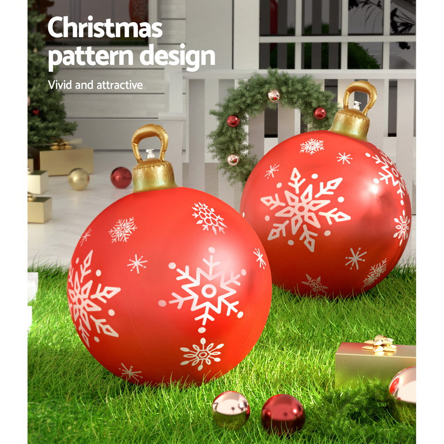 Jingle Jollys 60cm Inflatable Christmas Bauble Outdoor Decoration Red