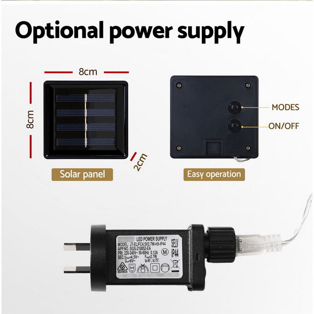 6m Solar LED Icicle Christmas Lights, 8 Modes, 160 Bulbs - Jingle Joll