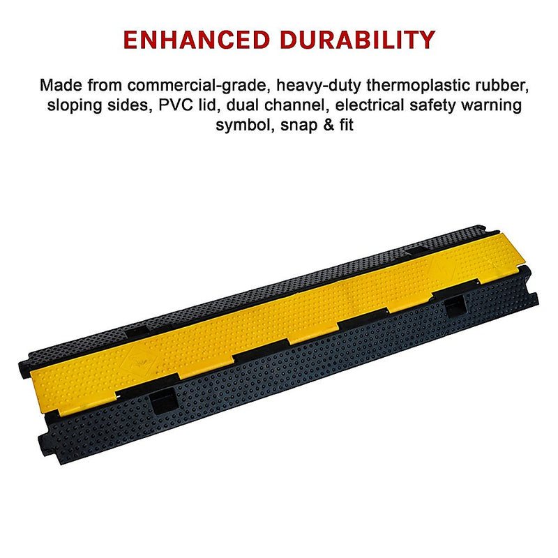 3pcs 2-Cable Rubber Electrical Wire Cover Heavy Duty Protector Dual Ch