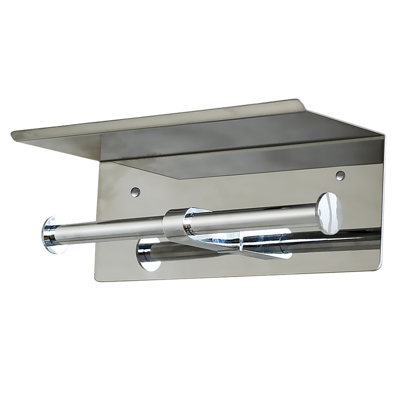 Stainless Steel Double Toilet Paper Holder Towel Roll Tissue Rack Stor
