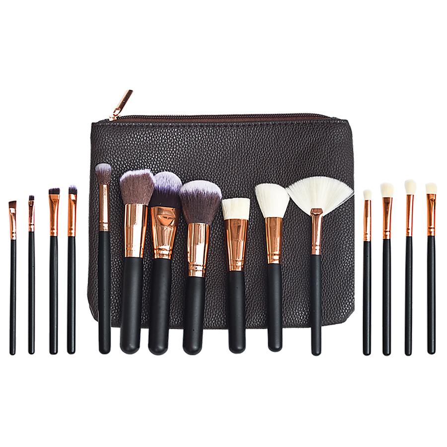 15Pcs Soft Makeup Brush Set, Synthetic-Wool, Timber Handles