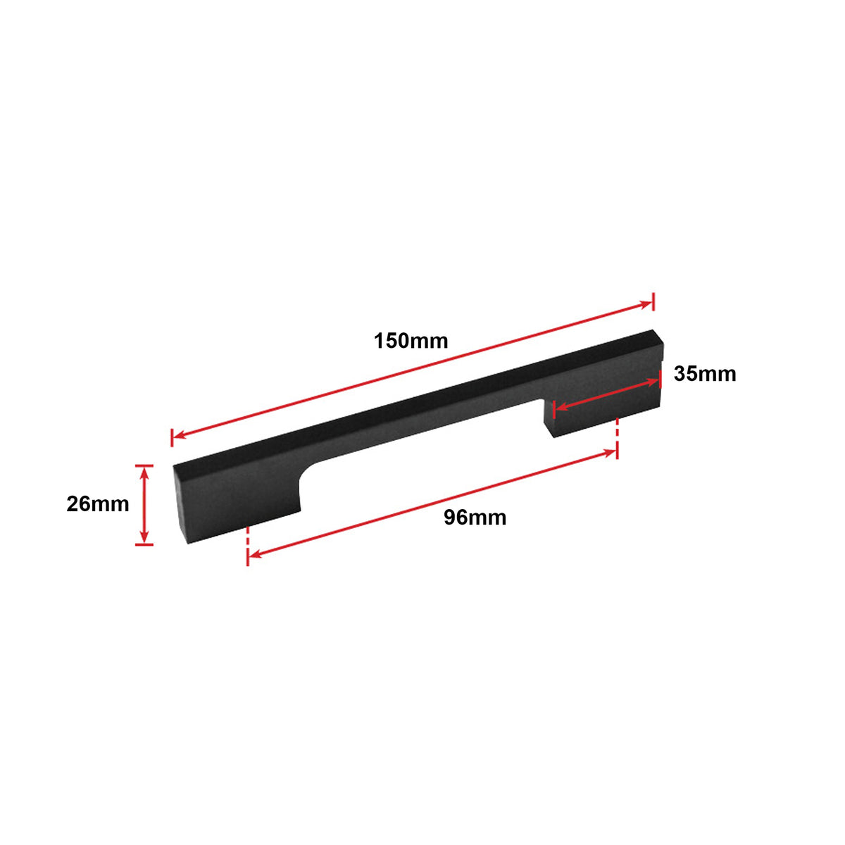 5 x 96mm Kitchen Handle Cabinet Cupboard Door Drawer Handles square Bl