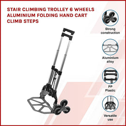 Stair Climbing Trolley 6 Wheels Aluminium Folding Hand Cart Climb Step