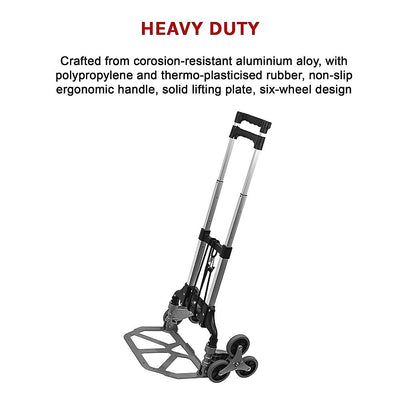 Stair Climbing Trolley 6 Wheels Aluminium Folding Hand Cart Climb Step