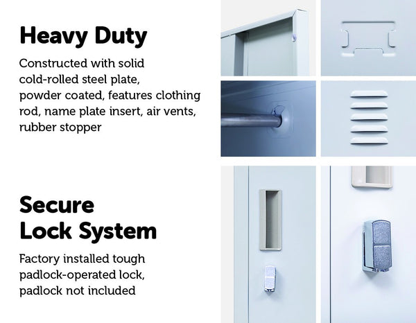 Durable Grey One-Door Clothing Locker with Rods, Padlock