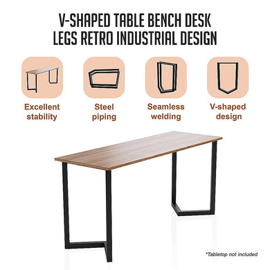 V Shaped Table Bench Desk Legs Retro Industrial Design Fully Welded