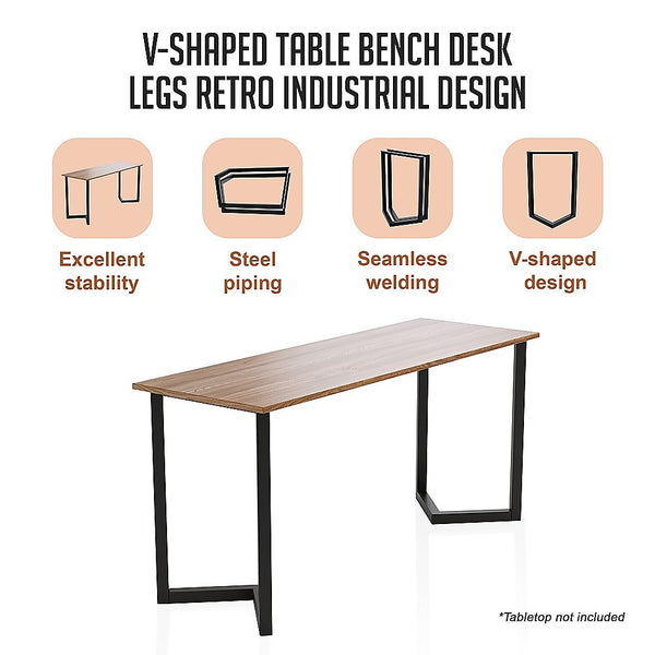 V Shaped Table Bench Desk Legs Retro Industrial Design Fully Welded