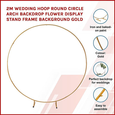 2M Wedding Hoop Round Circle Arch Backdrop Flower Display Stand Frame