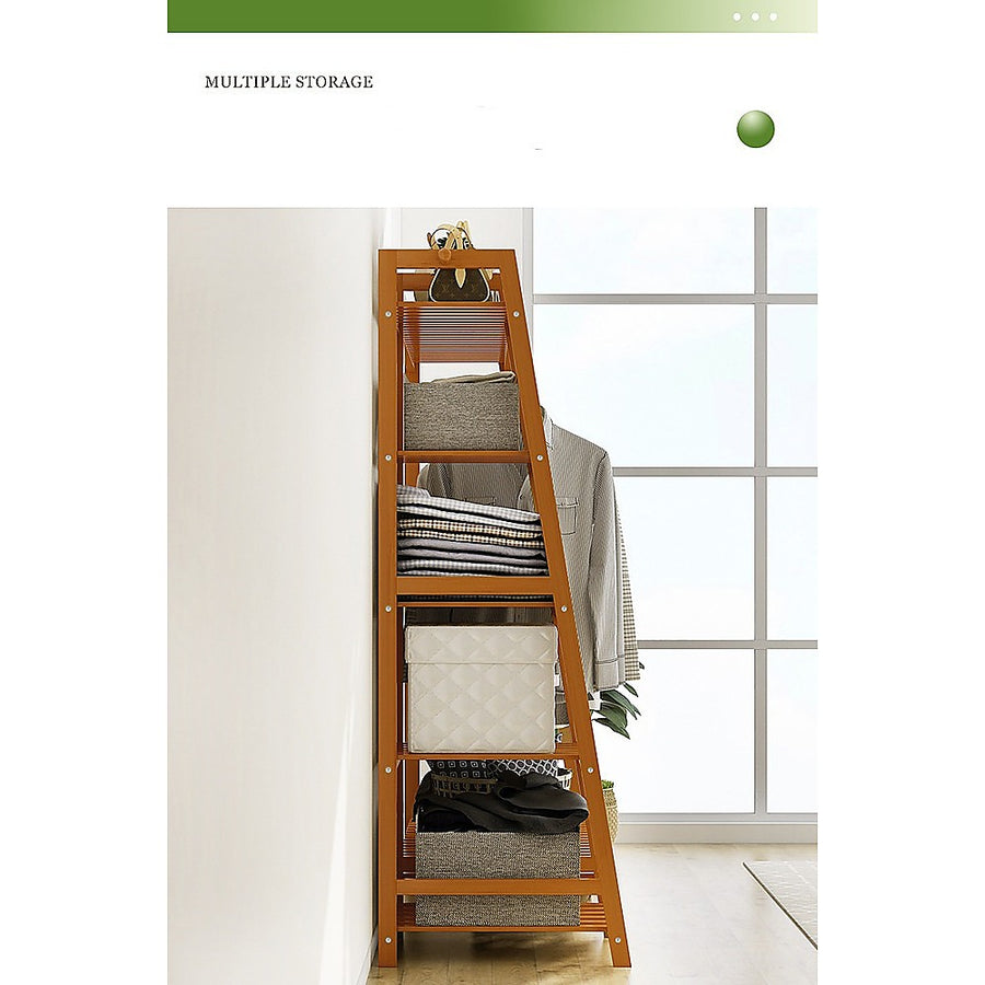 Portable Clothes Rack Coat Garment Stand Bamboo Rail Hanger Airer Clos
